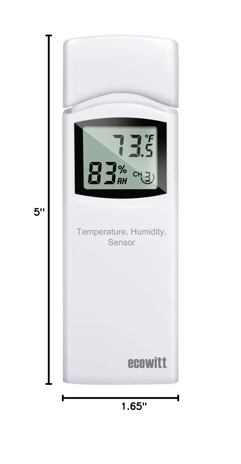 Ecowitt WH32 Wireless Outdoor Temperature and Humidity Sensor, Thermometer and Hygrometer Gauge with LCD Display, Default Degree Fahrenheit, Remote App Monitoring