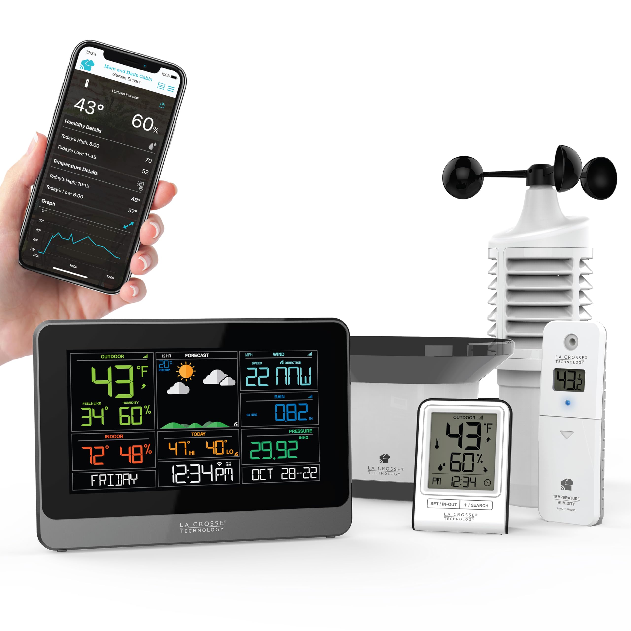 La Crosse Technology 328-10618-INT Wireless WiFi Professional Weather Center , Black
