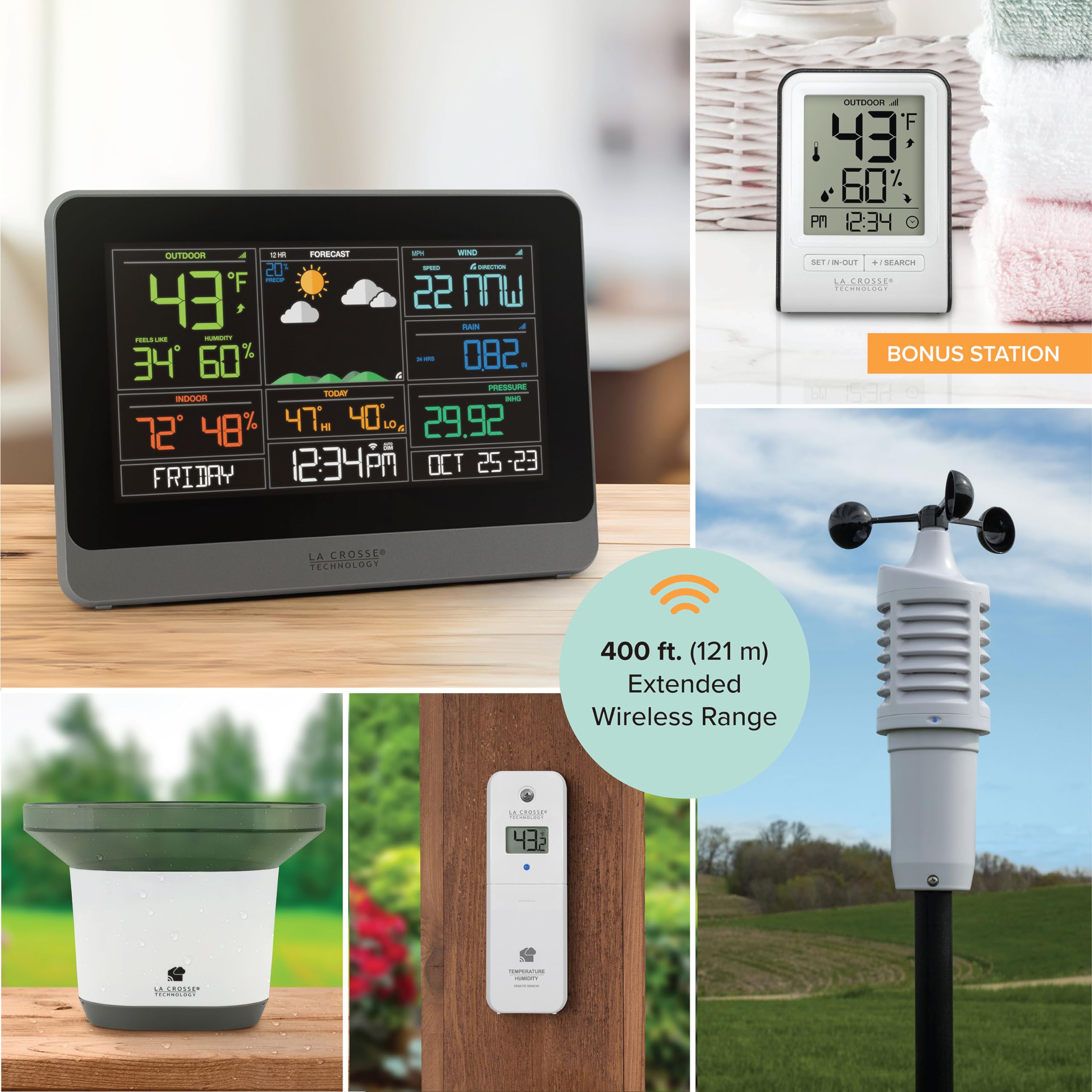 La Crosse Technology 328-10618-INT Wireless WiFi Professional Weather Center , Black