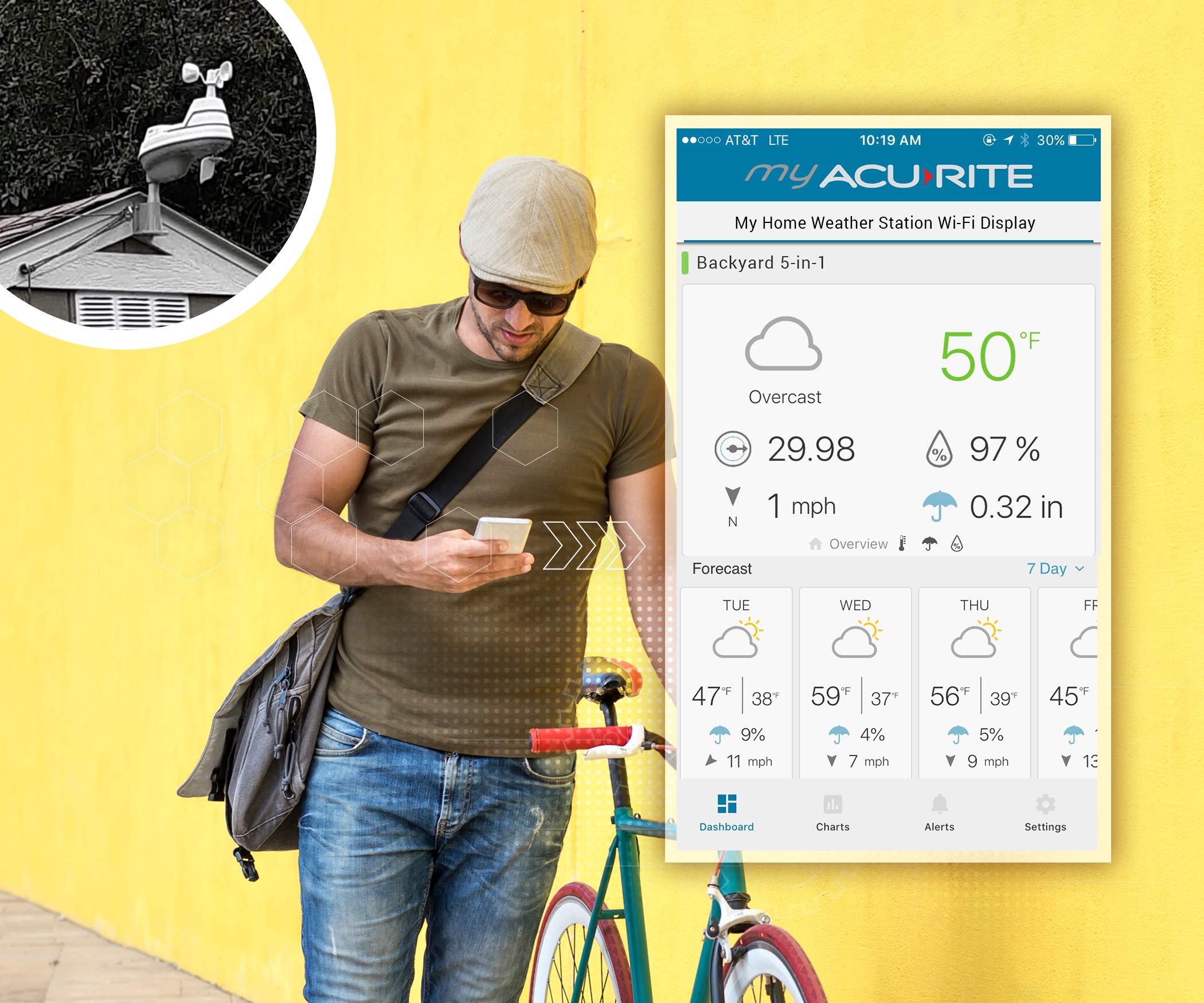 AcuRite Iris (5-in-1) Weather Station Display, Remote Monitoring of Temperature, Humidity, and Wind Speed/Direction (01544M) Wi-Fi Connection for Home (01544), Black