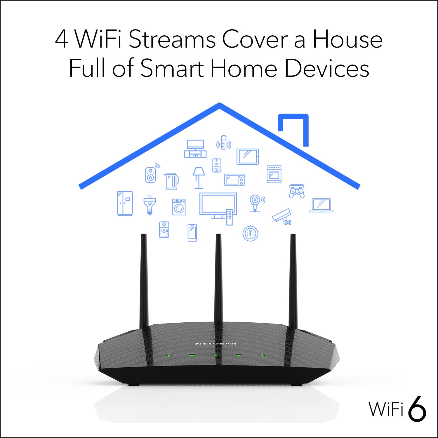 NETGEAR 4-Stream WiFi 6 Router (R6700AXS) – with 1-Year Armor Cybersecurity Subscription - AX1800 Wireless Speed (Up to 1.8 Gbps) | Coverage up to 1,500 sq. ft., 20+ devices, AX WiFi 6 w/ 1yr Security