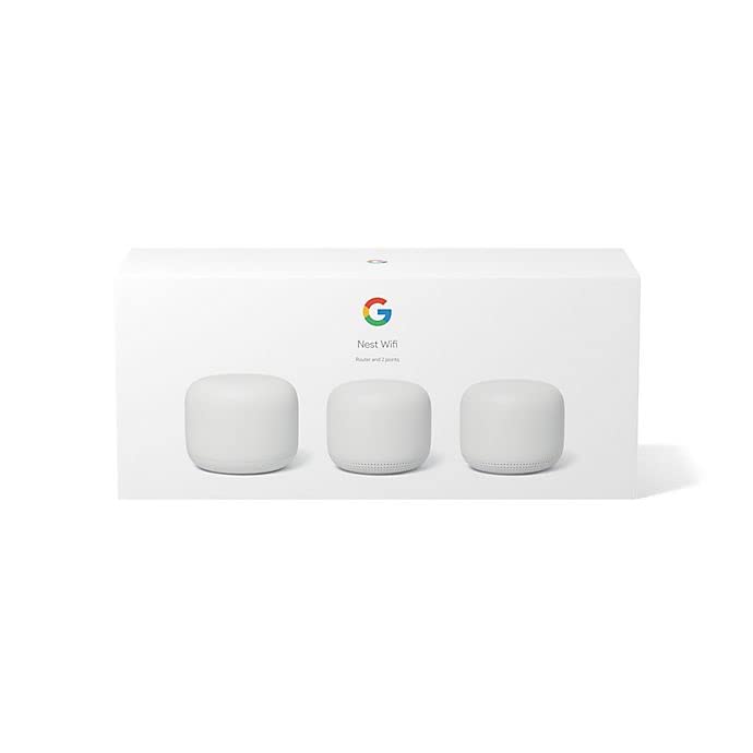 Google Nest WiFi Router 3 Pack ( One Router & Two extenders) 2ndGEneration 4x4 AC2200 Mesh Wi-Fi Routers with 6600 Sq Ft Coverage (Renewed)