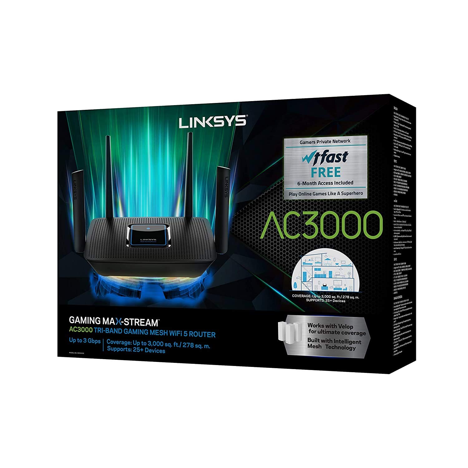 Linksys Mesh Wifi 5 Router, Tri-Band, 3,000 Sq. ft Coverage, 25+ Devices, Supports Guest WiFi, Parent Control,Speeds up to (AC3000) 3.0Gbps - MR9000. With Amazon exclusive extended 18 month warranty