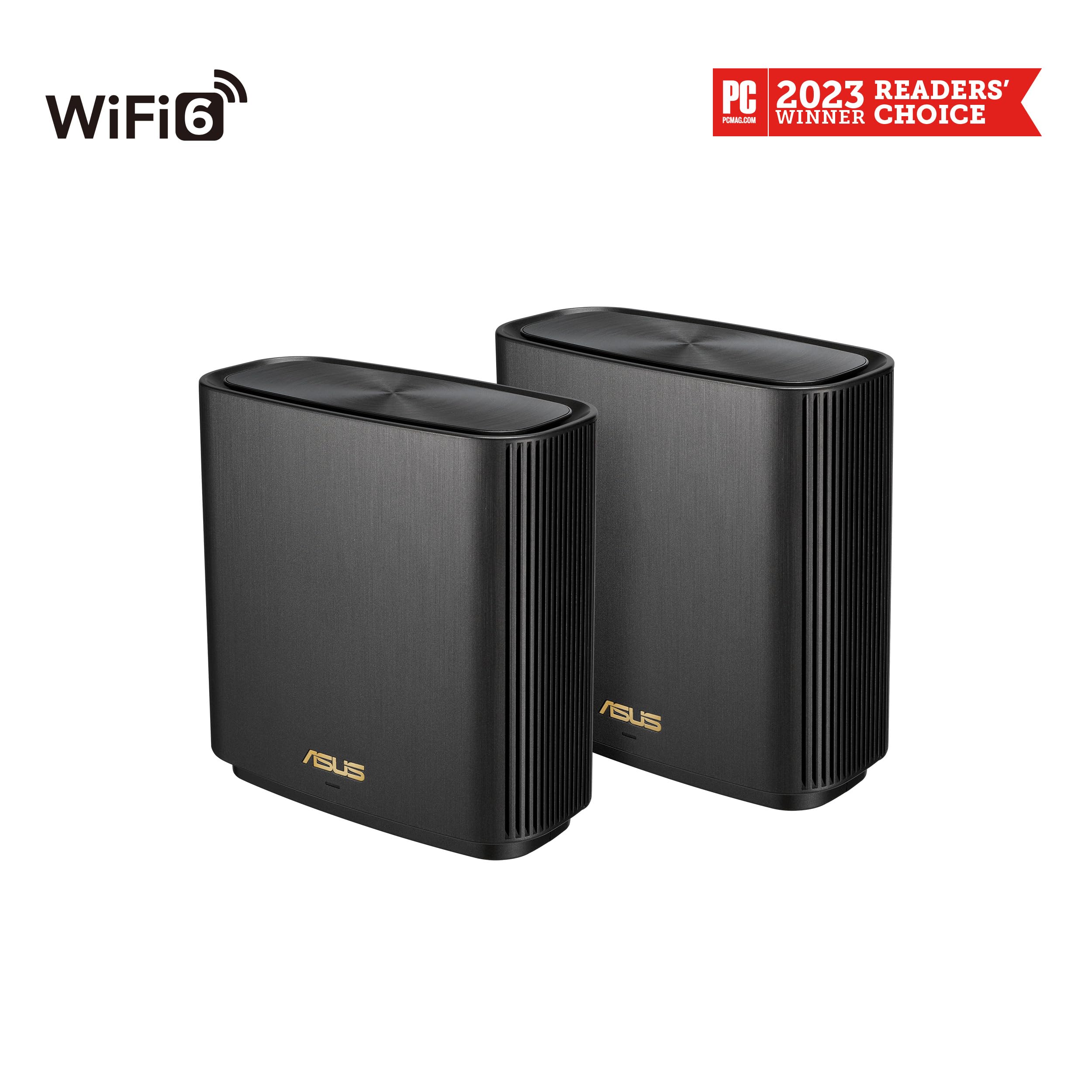 ASUS ZenWiFi AX6600 Tri-Band Mesh WiFi 6 System (XT8 2PK) - Whole Home Coverage up to 5500 sq.ft & 6+ rooms, AiMesh, Included Lifetime Internet Security, Easy Setup, 3 SSID, Parental Control, Black