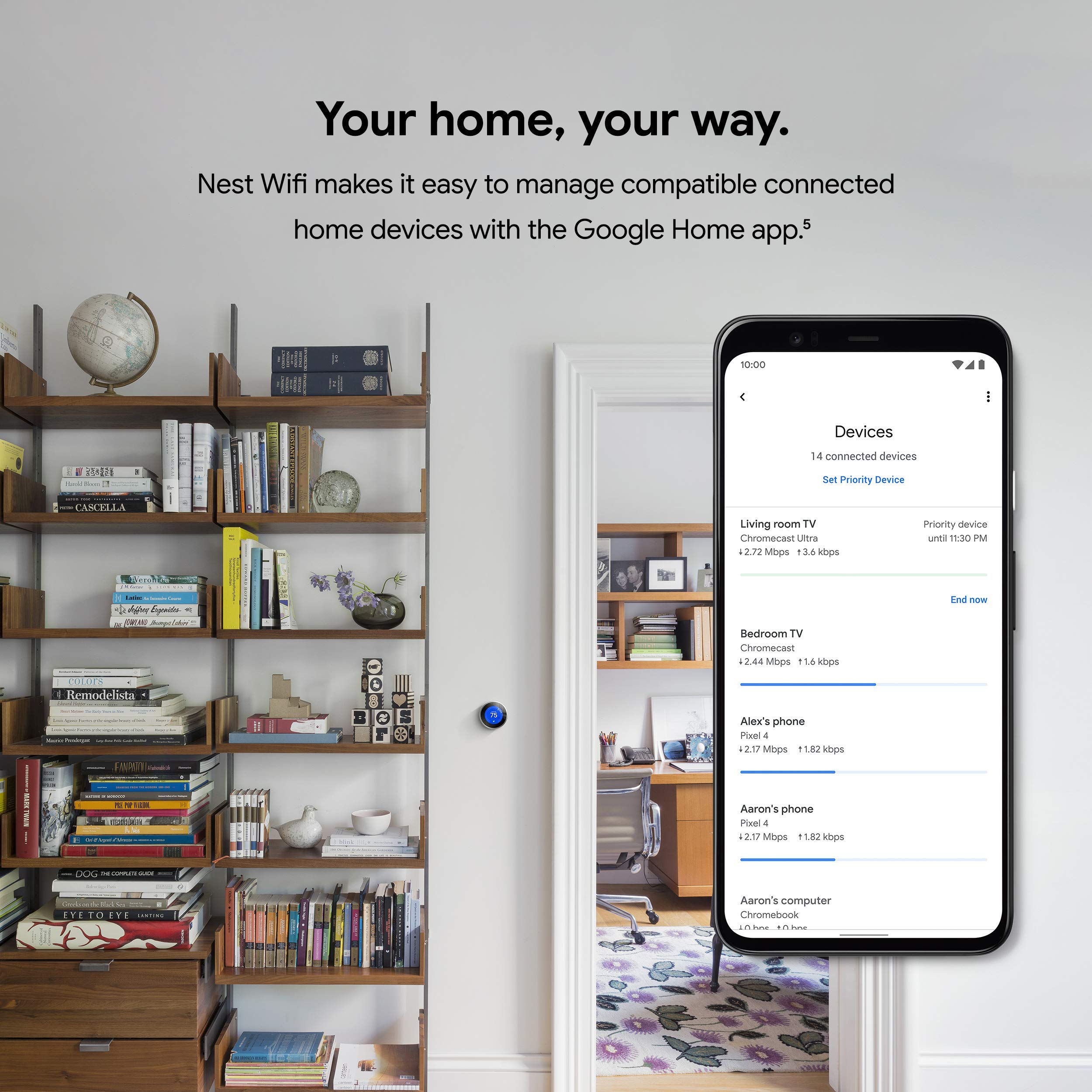 Google Nest WiFi Router – 4x4 AC2200 Mesh Wi-Fi Router with 2200 sq ft Coverage (Renewed)