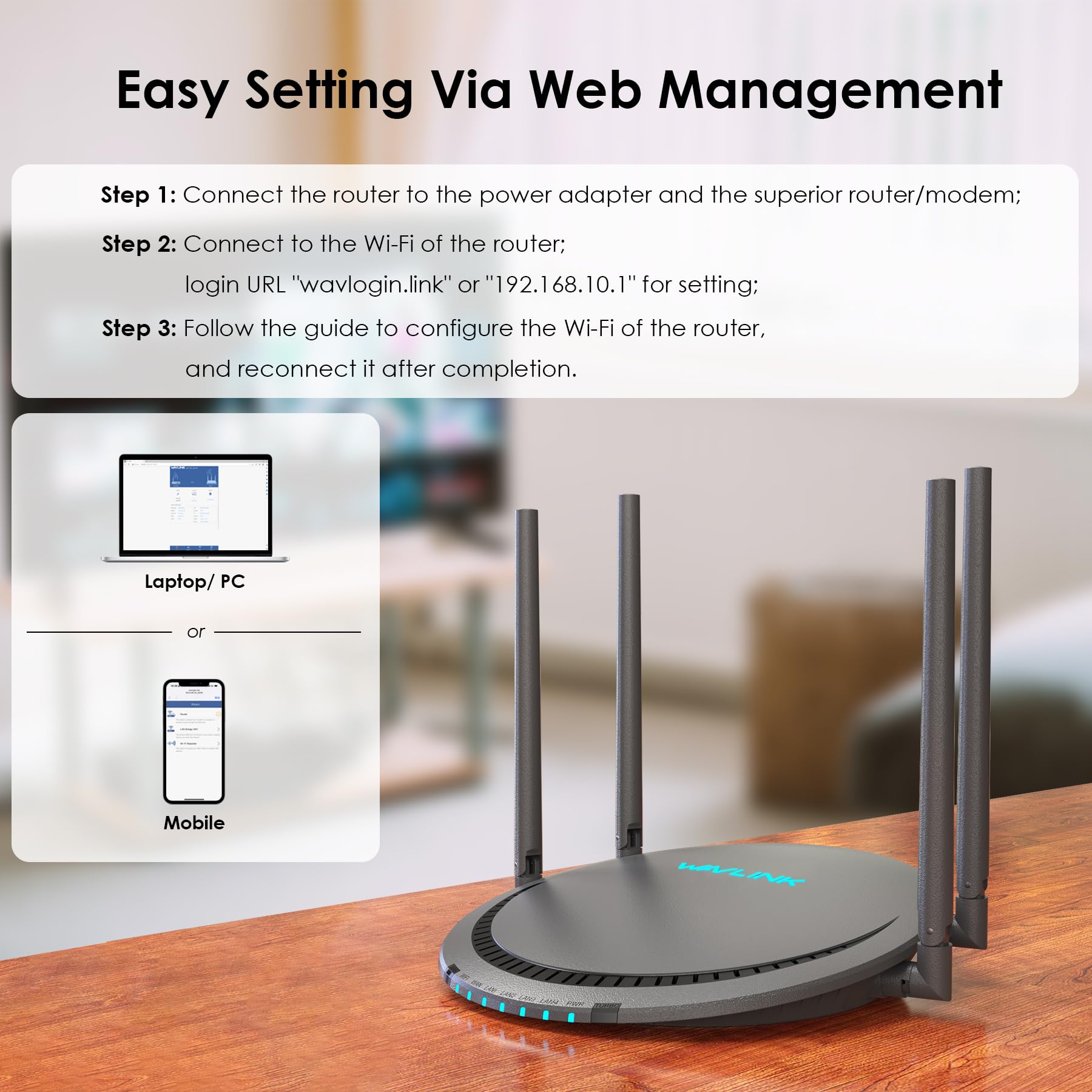 AC1200 WiFi Router Dual Band Wireless Internet Router,High Speed Wireless Router with 4x5dBi High-Gain Antennas for Online Game & HD Video,Provide More Reliable WiFi Connections and WiFi Speeds