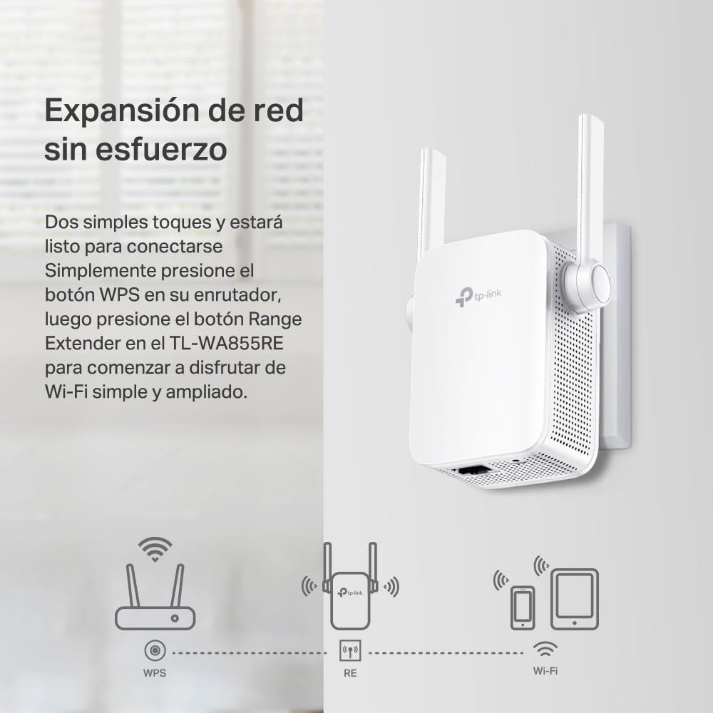 TP-Link N300 WiFi Extender(TL-WA855RE)-WiFi Range Extender, up to 300Mbps speed, Wireless Signal Booster and Access Point, Single Band 2.4Ghz Only