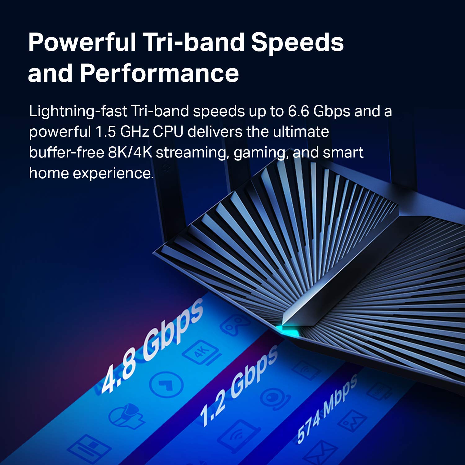 TP-Link AX6600 Tri-Band WiFi 6 Router (Archer AX90), 8-Stream Gigabit Router, VPN Router, MU-MIMO, 2.5G WAN Port, 1.5GHz Quad-Core CPU