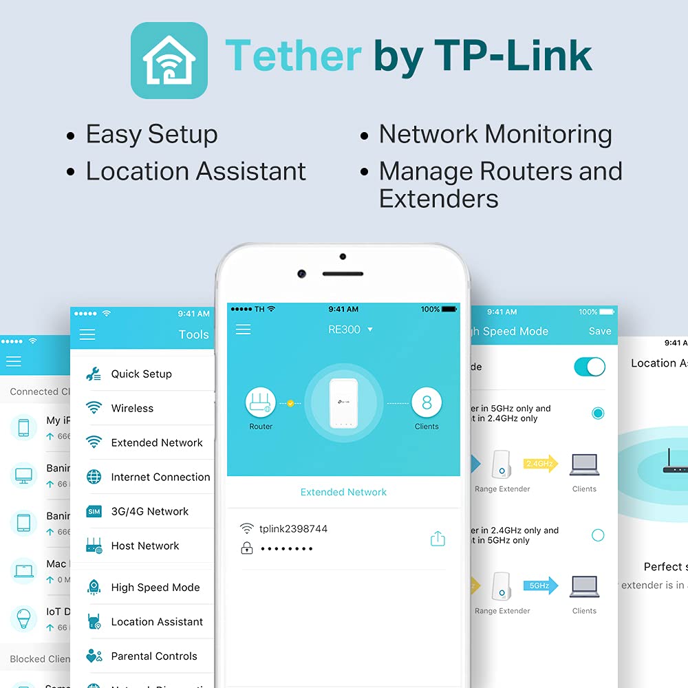 TP-Link AC1200 WiFi Extender (RE300), Covers Up to 1500 Sq.ft and 25 Devices, Up to 1200Mbps, Supports OneMesh, Dual Band Internet Repeater, Range Booster