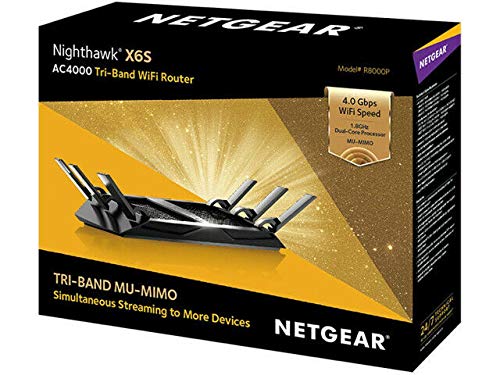 NETGEAR Nighthawk X6S Smart Wi-Fi Router (R8000P) - AC4000 Tri-band Wireless Speed (Up to 4000 Mbps) | Up to 3500 Sq Ft Coverage & 55 Devices | 4 x 1G Ethernet and 2 USB Ports