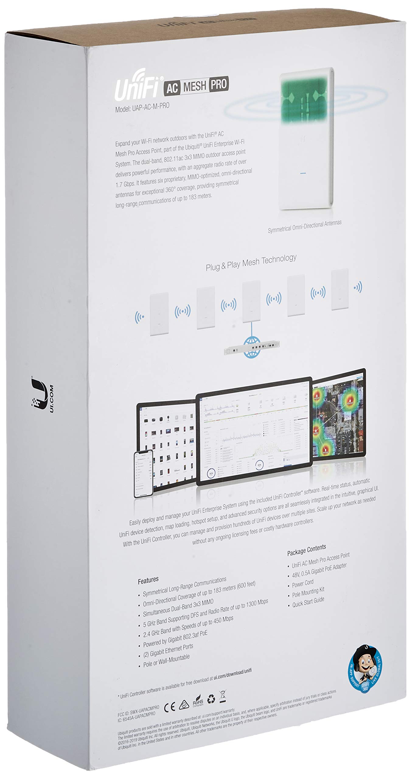 Ubiquiti Networks UAP-AC-M-PRO US UniFi AC Mesh Wide-Area Outdoor Dual-Band Access Point OPEN BOX