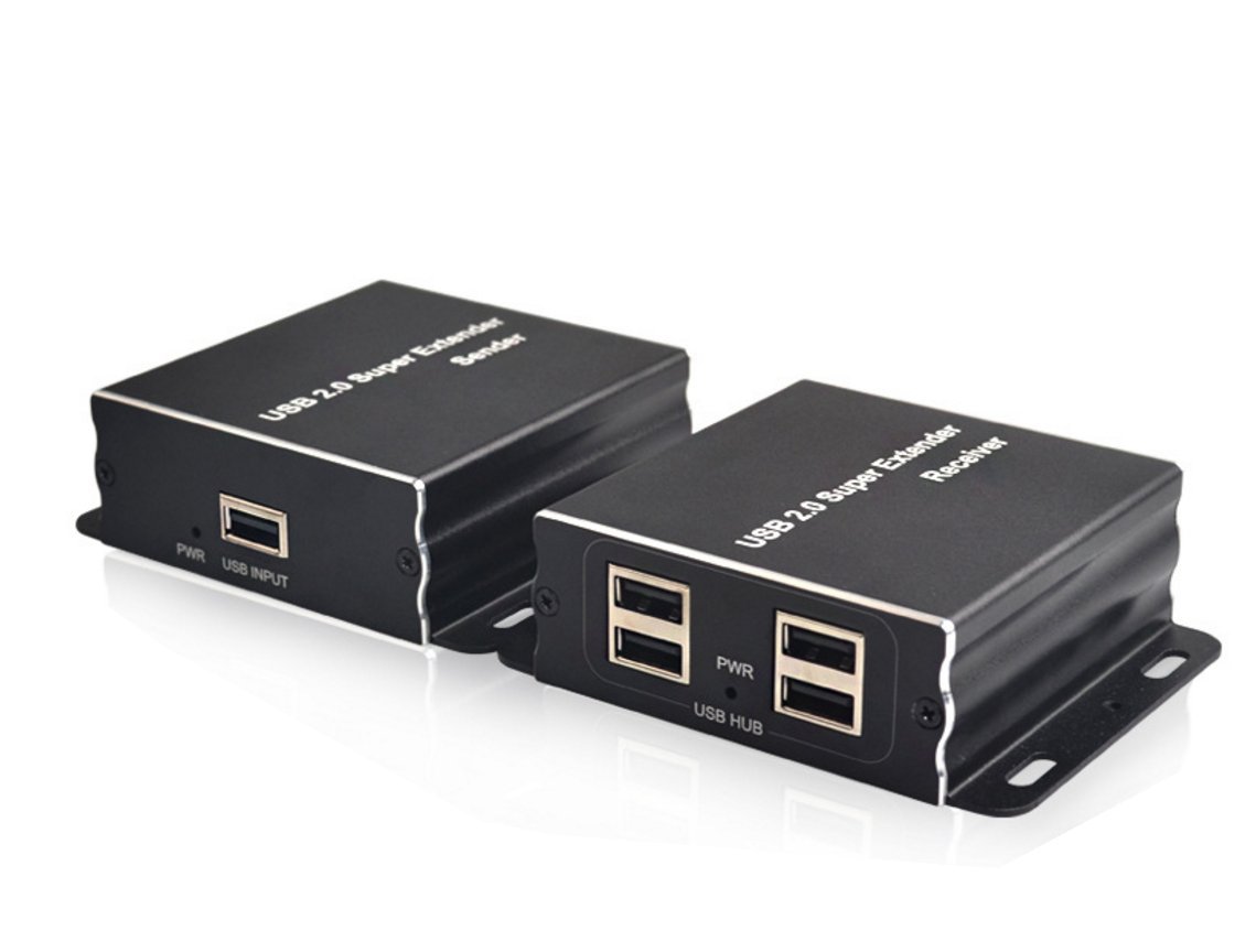 E-SDS USB Extender Over Cat5E/6 up to 196ft, USB2.0 Over Cat6 Cat5E Extender with 4 USB 2.0 Ports, Plug and Play, No Driver Needed Support All Operating System, Two Web Cameras Work Synchronously