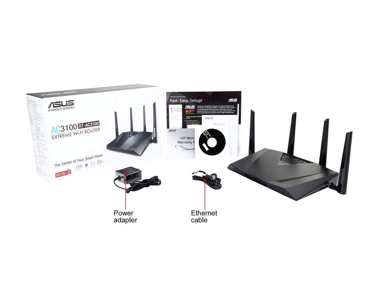 ASUS AC3100 WiFi Router (RT-AC3100) - Dual Band Wireless Internet Router, Trend Micro Lifetime AiProtection, AiMesh Compatible, Parental Control, MU-MIMO