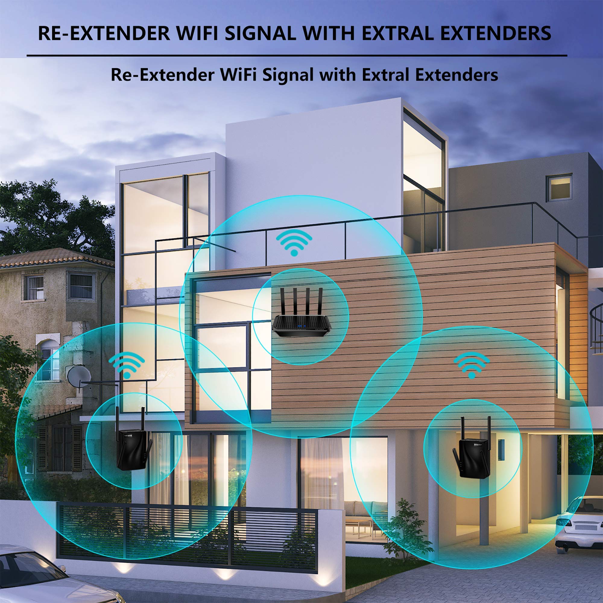 WiFi Extender - WiFi Booster,2100 Mbps,WiFi Range Extender,WiFi Repeater,Wireless Extender for Home,Gigabit Port,5G&2.4G Dual Band,Coverage up to 1292sq.ft,Support Multiple Devices,Extends WiFi Range