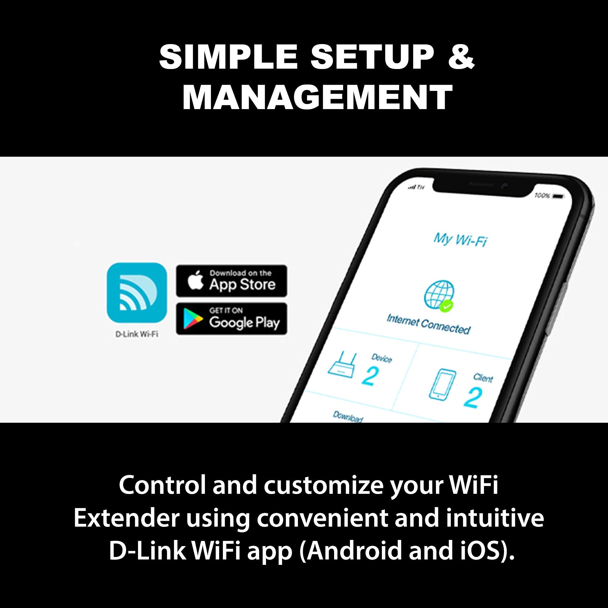 D-Link WiFi 6 Range Extender AX1800 Mesh Repeater and Signal Booster, Wall Plug in, Easy Setup, Smart Home, Roaming, Ethernet Port (DAP-X1870)