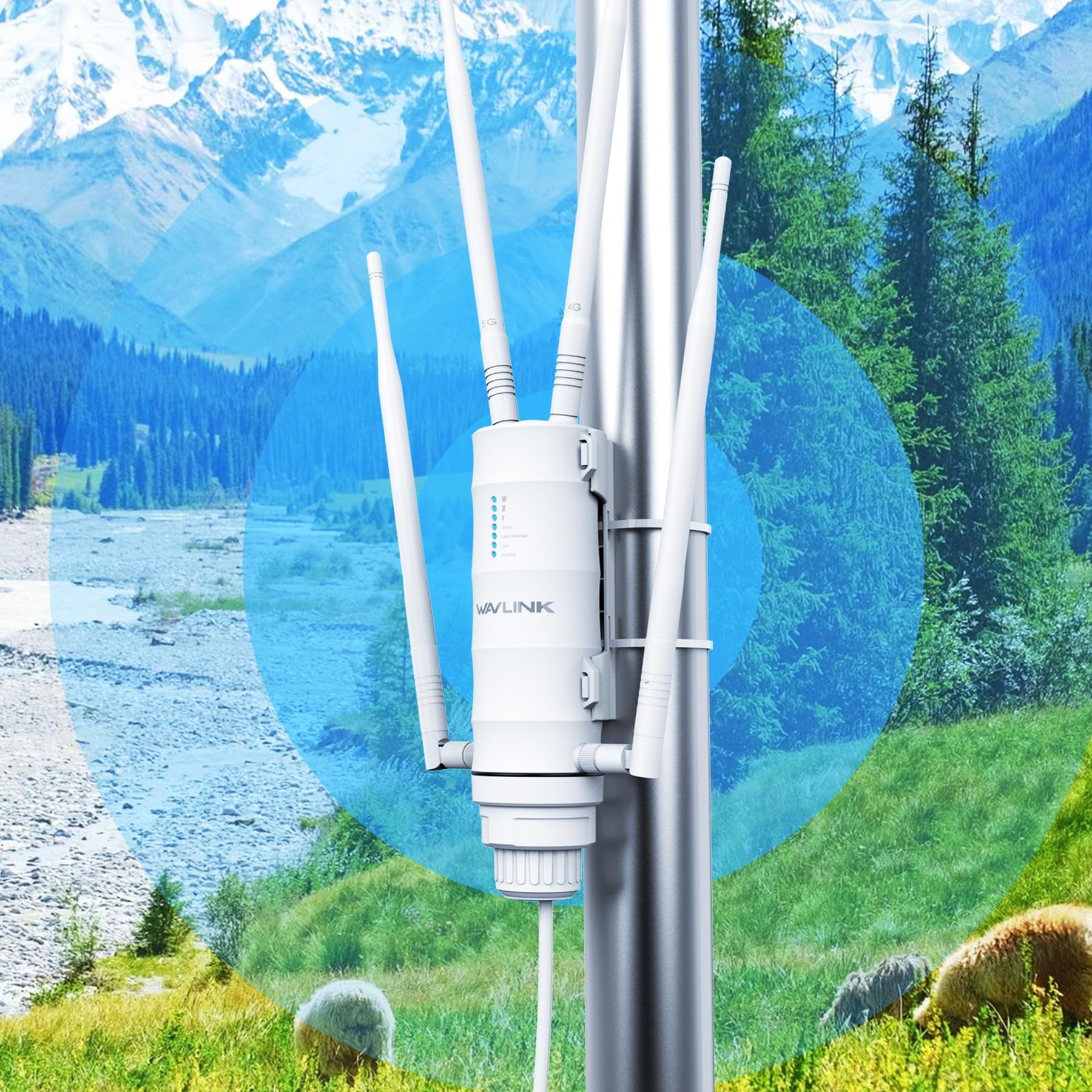 WAVLINK 1200Mbps Dual Band WiFi Extender,Wireless Repeater WiFi Range Extender with 2 Gigabit Ethernet Port,4 x 5DBi Antennas,Signal Wi-Fi Booster Repeater/Router/AP Mode,Plug and Play,WPS
