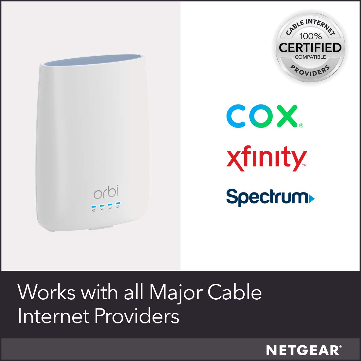 NETGEAR Orbi All-in-One Cable Modem + Whole Home Mesh-Ready WiFi Router - for Internet connectivity and speeds up to 2.2 Gbps Over 2,000 sq. feet, AC2200 (CBR40)