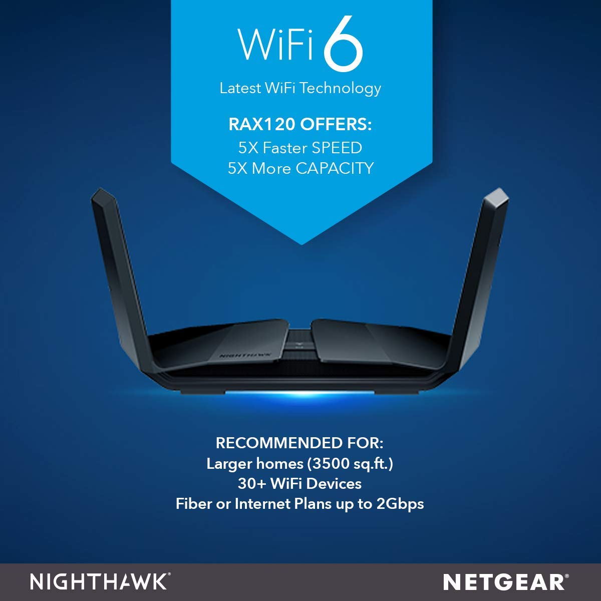 Netgear Nighthawk AX12 Dual-Band 12-Stream Wi-Fi Router RAX120-100NAS (Renewed)