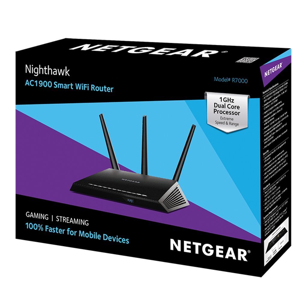 NETGEAR Renewed R7000-100NAR Nighthawk AC1900 Dual Band Wi-Fi Gigabit Router with Open Source Support, Compatible with Amazon Echo/Alexa