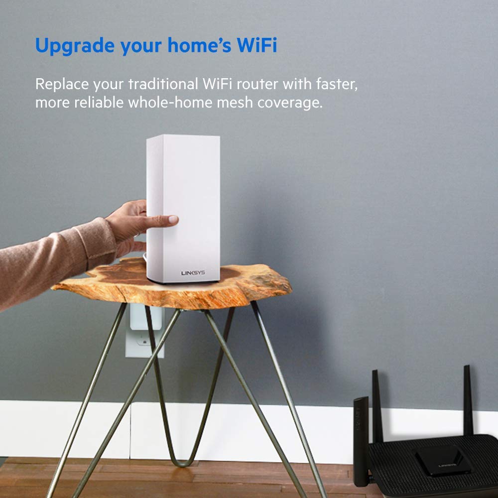 Linksys MX5300 Velop AX Whole Home WiFi 6 System: Wireless Router and Extender, Gigabit Ethernet Ports, 5.3 Gbps, 3,000 sq ft, 50 devices (1-Pack)