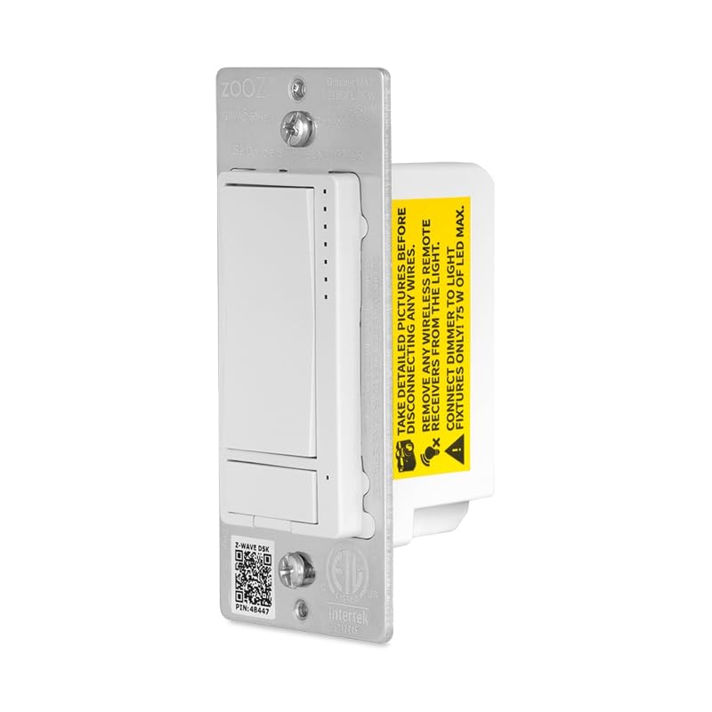 Zooz Z-Wave Plus S2 Double Switch (White) ZEN30 for Fan and Light Combo (NO Speed Control), Signal Repeater, Hub Required (Works with Hubitat, Wink, SmartThings, Vera)