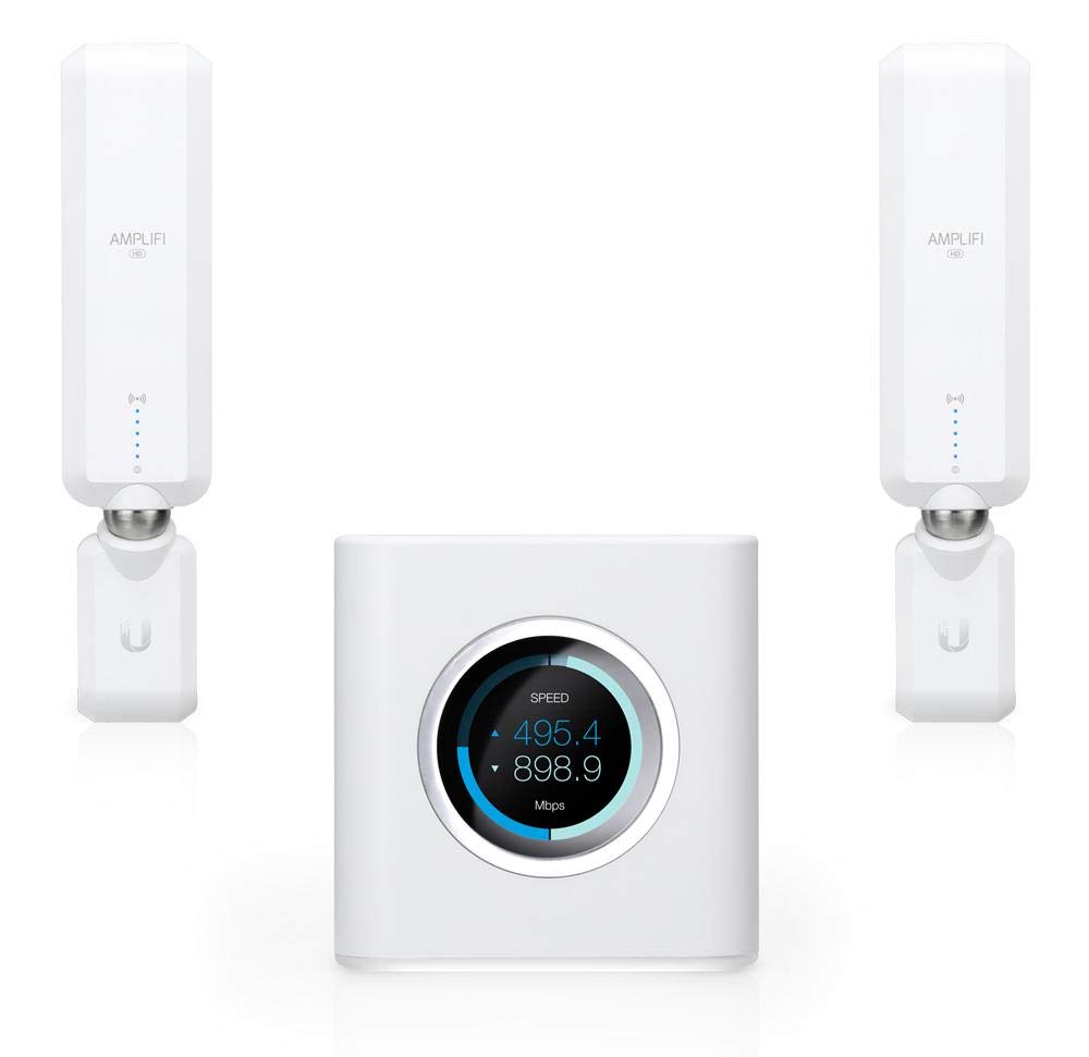 AmpliFi HD WiFi System by Ubiquiti Labs, Seamless Whole Home Wireless Internet Coverage, HD WiFi Router, 2 Mesh Points, 4 Gigabit Ethernet, 1 WAN Port, Ethernet Cable, Replaces Router & WiFi Extenders