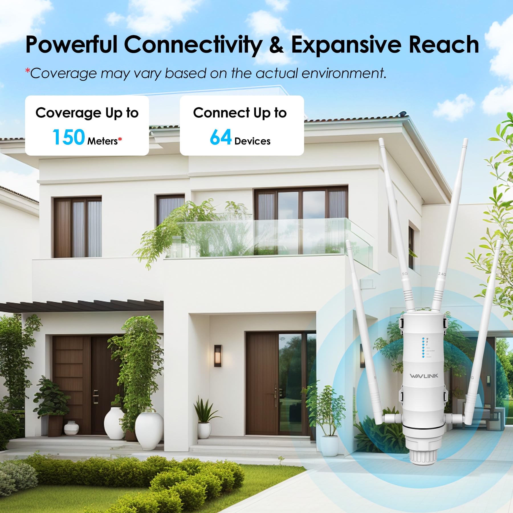 WAVLINK AC1200 Smart Gigabit WiFi Router-Dual Band MU-MIMO Wireless Internet Router with 4X Antennas for Online Game & HD Video,Patented TouchLink,More Reliable Long Range Coverage