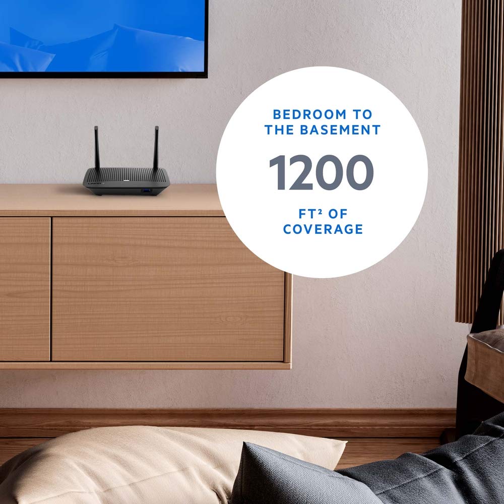 Linksys Mesh Wifi 5 Router, Dual-Band, 1,200 Sq. ft Coverage, Supports Guest WiFi, Parent Control,12+ Devices, Speeds up to (AC1300) 1.3Gbps - MR6350