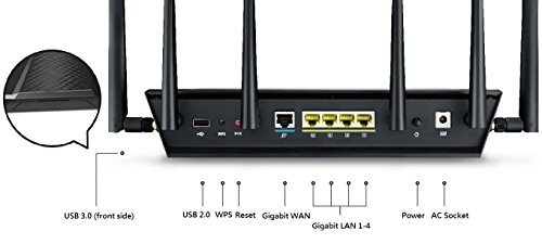 "ASUS AC3200 Tri-Band Gigabit WiFi Router, AiProtection Lifetime Security by Trend Micro, Adaptive QoS, Parental Control (RT-AC3200)"