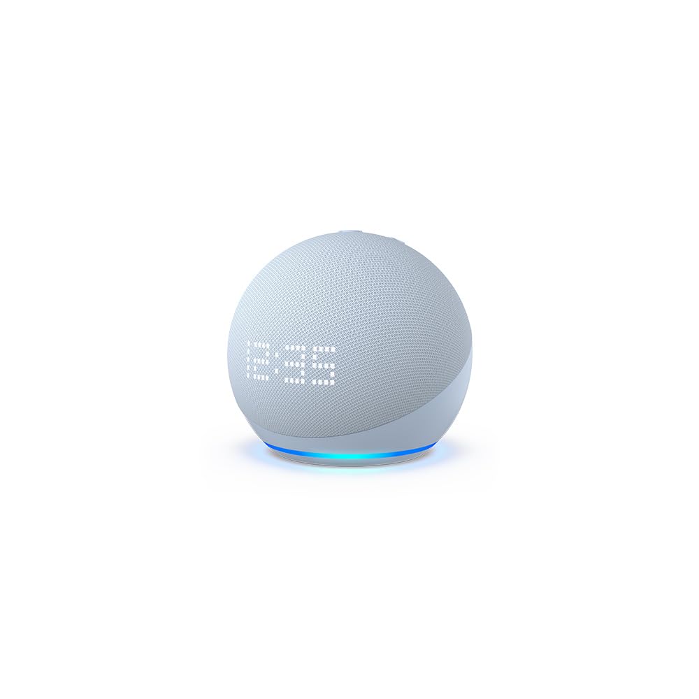 All-New Echo Dot (5th Gen, 2022 release) with clock | Smart speaker with clock and Alexa | Cloud Blue