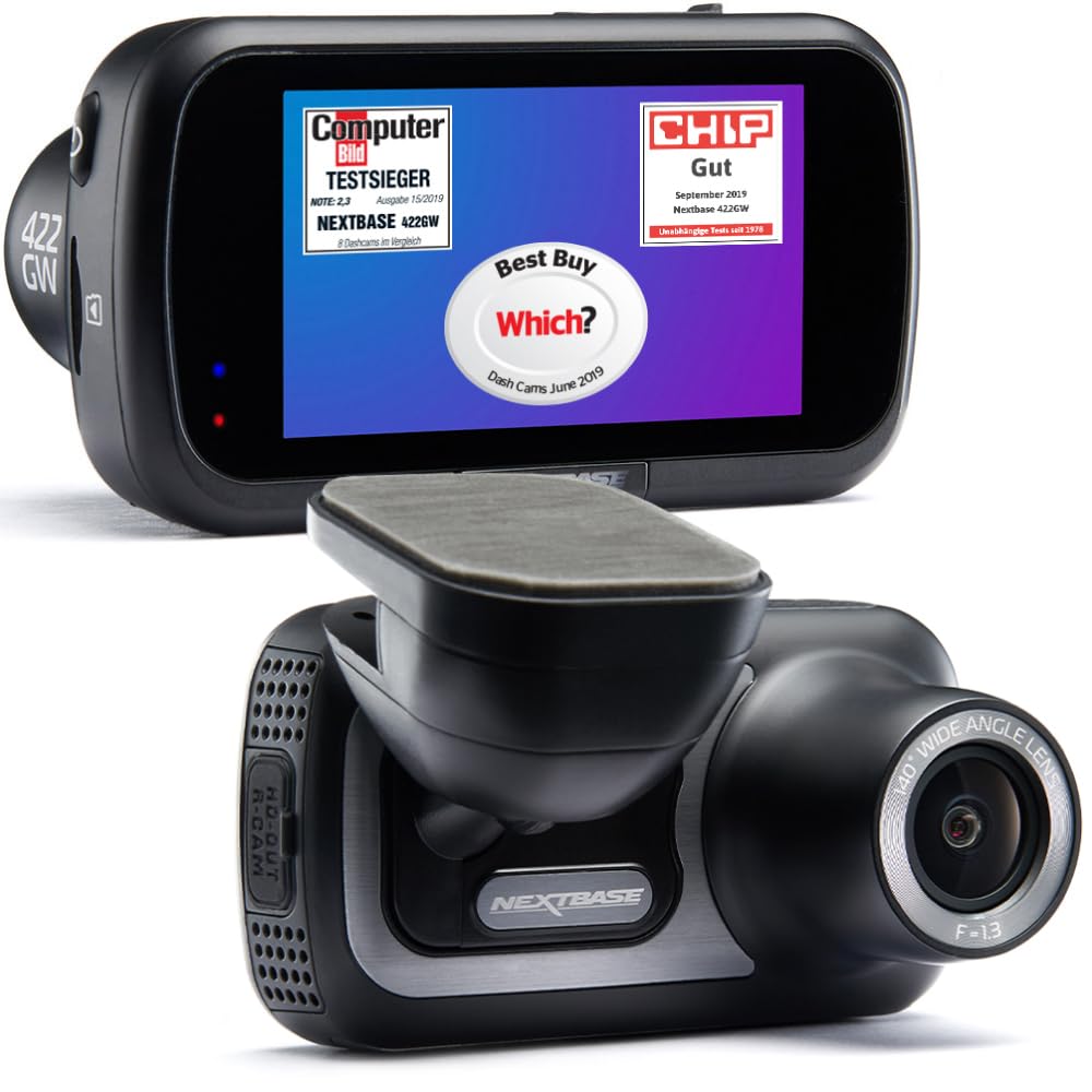 Nextbase 422GW Dash Cam - 1440p HD Recording in Car Camera - Wi-fi GPS Bluetooth Alexa Enabled - Parking Mode - Night Vision - Loop Recording - Automatic Power and Crash Detection