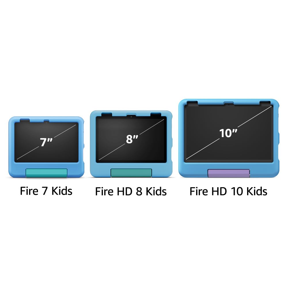 All-new Amazon Fire HD 8 Kids tablet, 8" HD display, ages 3-7, includes 2-year worry-free guarantee, Kid-Proof Case, 32 GB, (2022 release), Blue