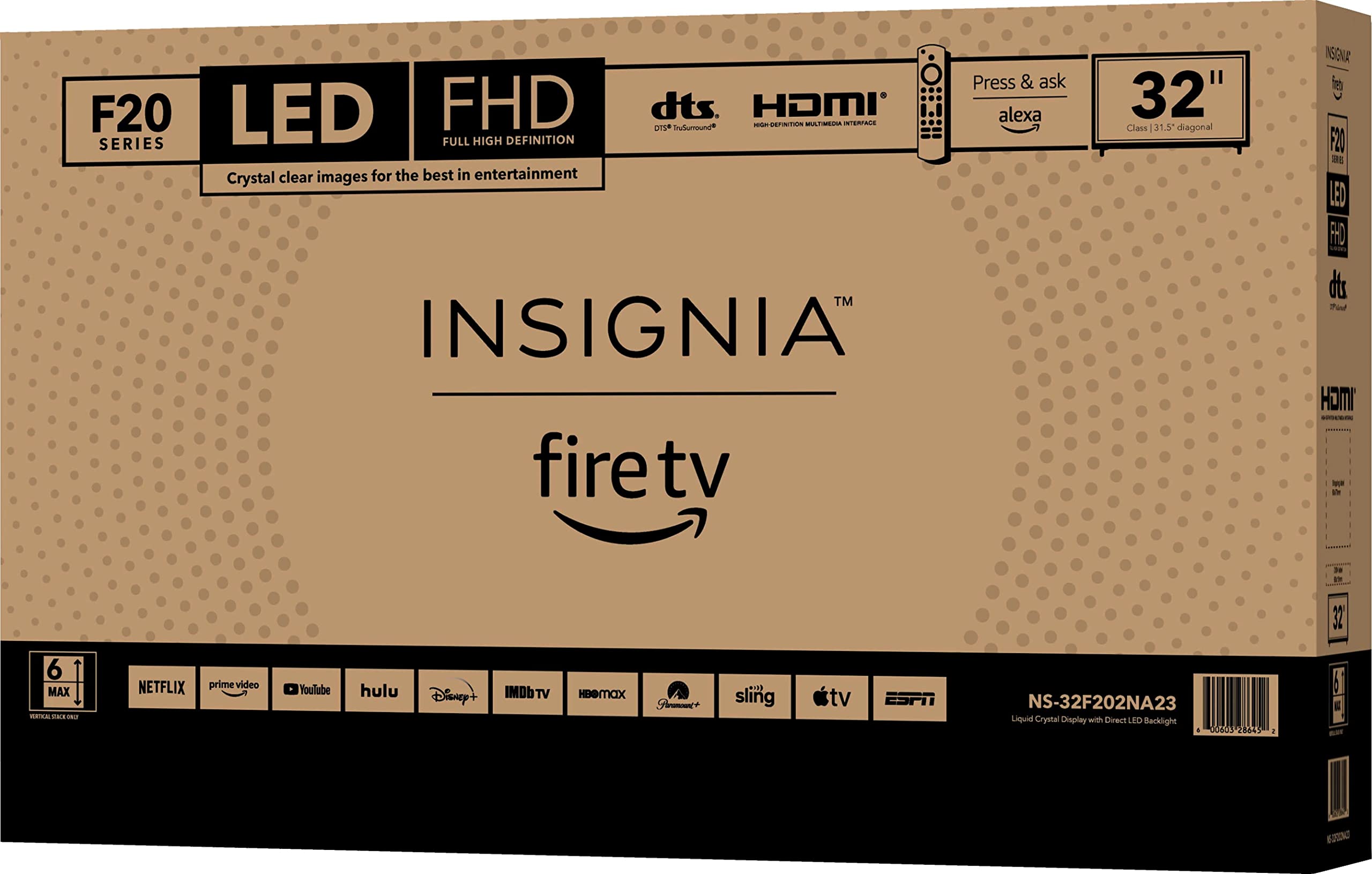 INSIGNIA 32-inch Class F20 Series Smart Full HD 1080p Fire TV (NS-32F202NA23, 2022 Model)