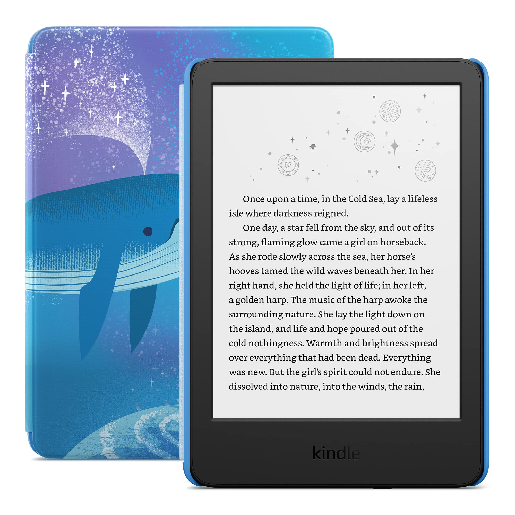 All-new Kindle Kids (2022 release) β Includes access to thousands of books, a cover, and a 2-year worry-free guarantee - Space Whale