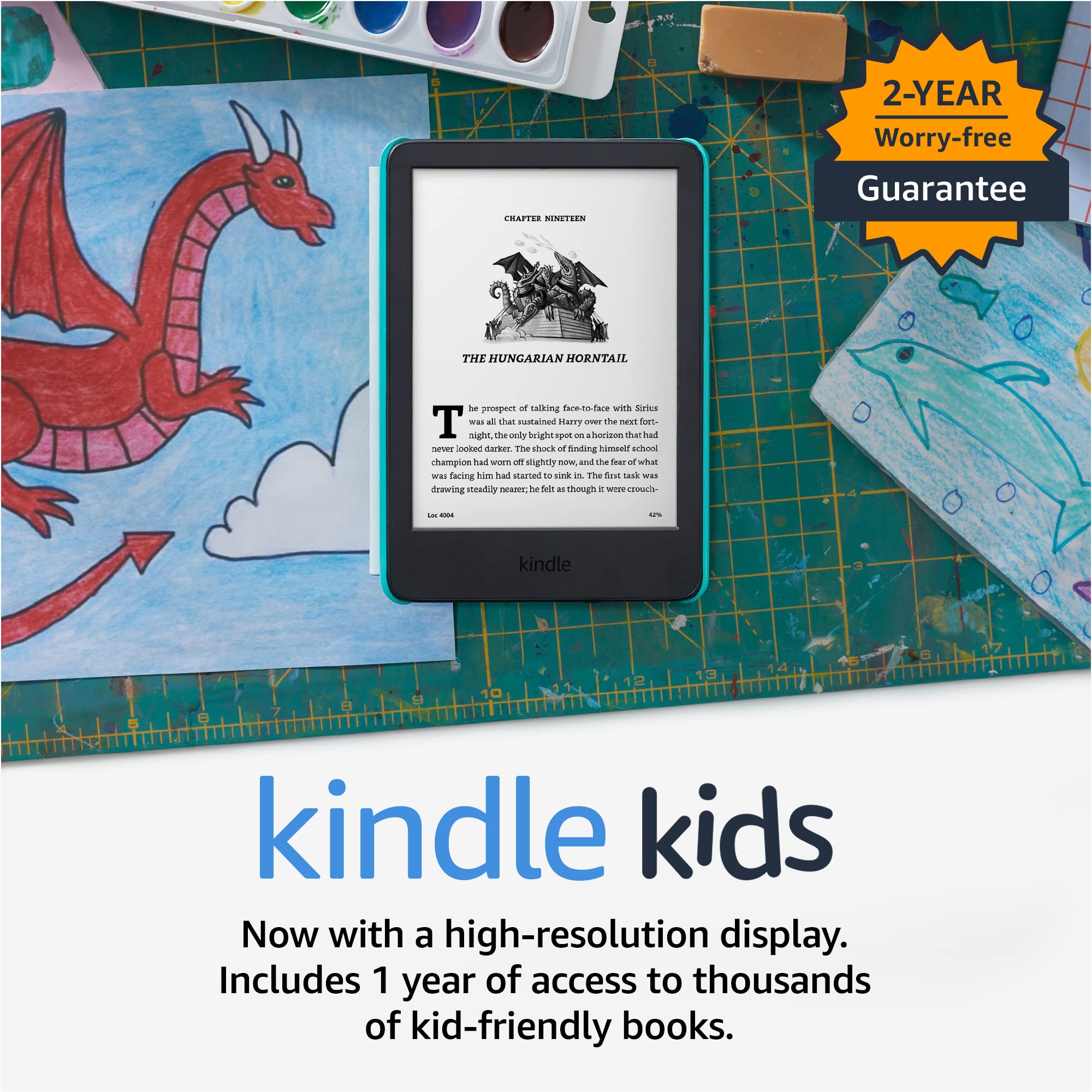 All-new Kindle Kids (2022 release) â Includes access to thousands of books, a cover, and a 2-year worry-free guarantee - Ocean Explorer