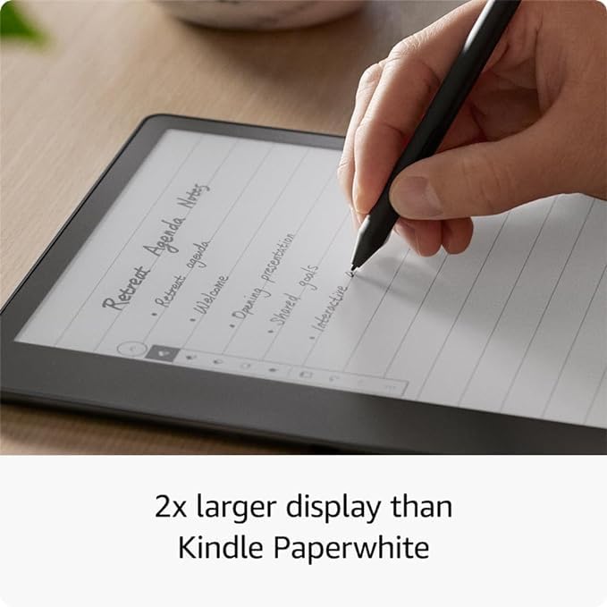 Kindle Scribe Essentials Bundle including Kindle Scribe (16 GB), Basic Pen, Leather Folio Cover with Magnetic Attach - Black, and Power Adapter