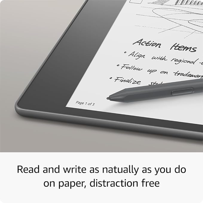 Kindle Scribe Essentials Bundle including Kindle Scribe (16 GB), Basic Pen, Leather Folio Cover with Magnetic Attach - Black, and Power Adapter