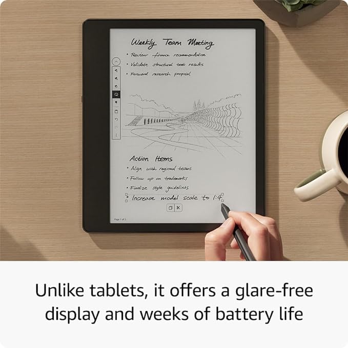 Kindle Scribe Essentials Bundle including Kindle Scribe (16 GB), Basic Pen, Leather Folio Cover with Magnetic Attach - Black, and Power Adapter