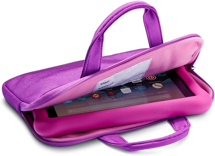 NuPro Zipper Sleeve for all versions of Fire Kids Edition 7" or 8" Tablets, Purple/Pink