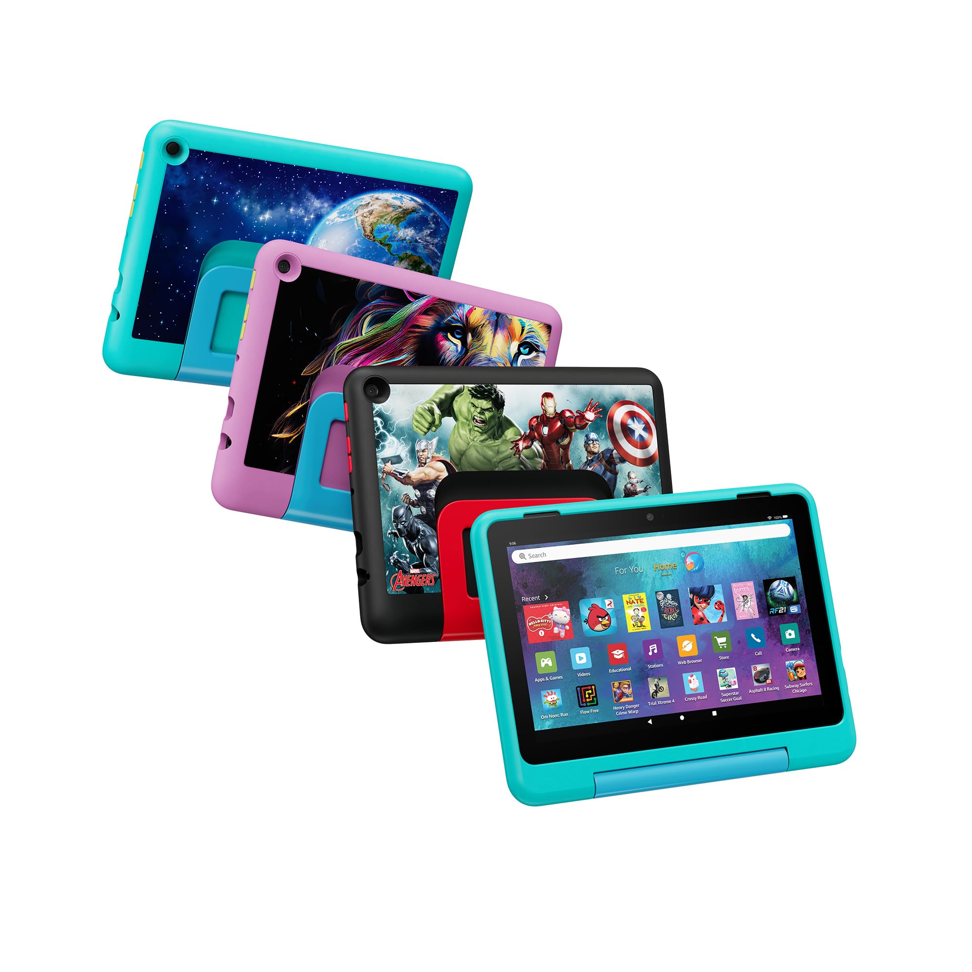 Amazon Kid-Friendly Case for Fire HD 8 tablet (Only compatible with 12th generation tablet, 2022 release), Hello Teal