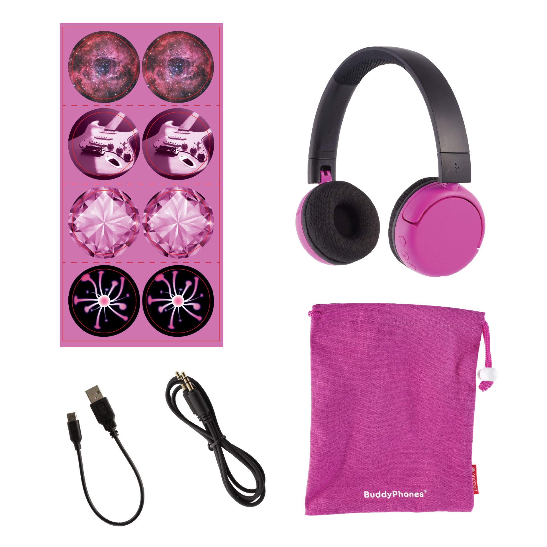 Made for Amazon, Volume Limiting Bluetooth BuddyPhones, PopTime in Pink. Ages (8-15)