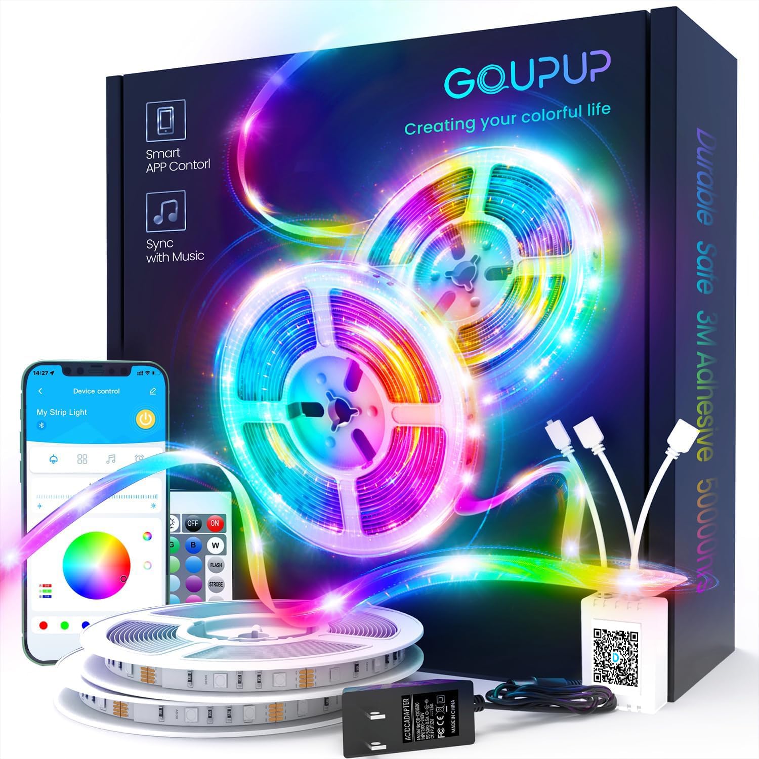 GUPUP 100 FT LED Strip Lights,Rope Lights,Bluetooth APP Control,Color Changing Light Strip,Lights sync with Music,para cuarto,LED Lights for Bedroom...