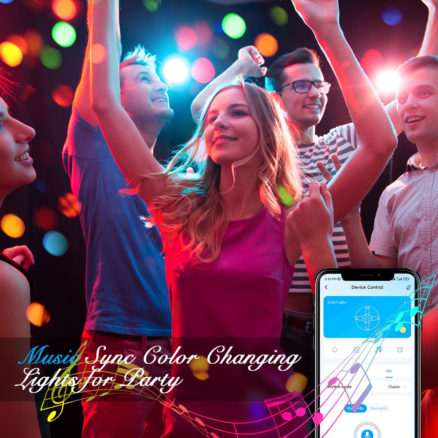 DAYBETTER Led Strip Lights 100ft (2 Rolls of 50ft) Smart Light Strips with App Control Remote, 5050 RGB Led Lights for Bedroom, Music Sync Color Changing Lights for Room Party