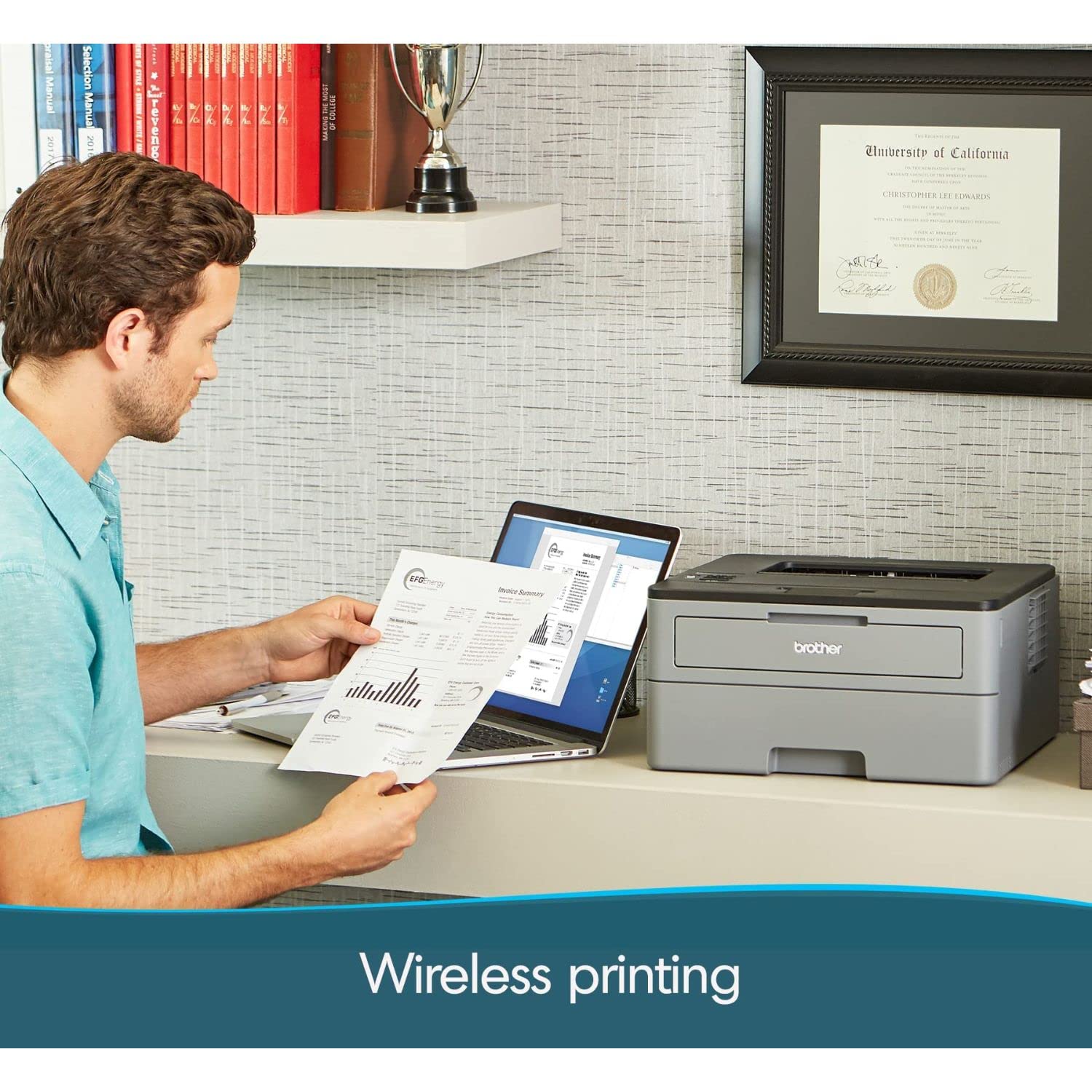 Brother Compact Monochrome Laser Printer, HL-L2350DW, Wireless Printing, Duplex Two-Sided Printing, Refresh Subscription and Amazon Dash Replenishment Ready
