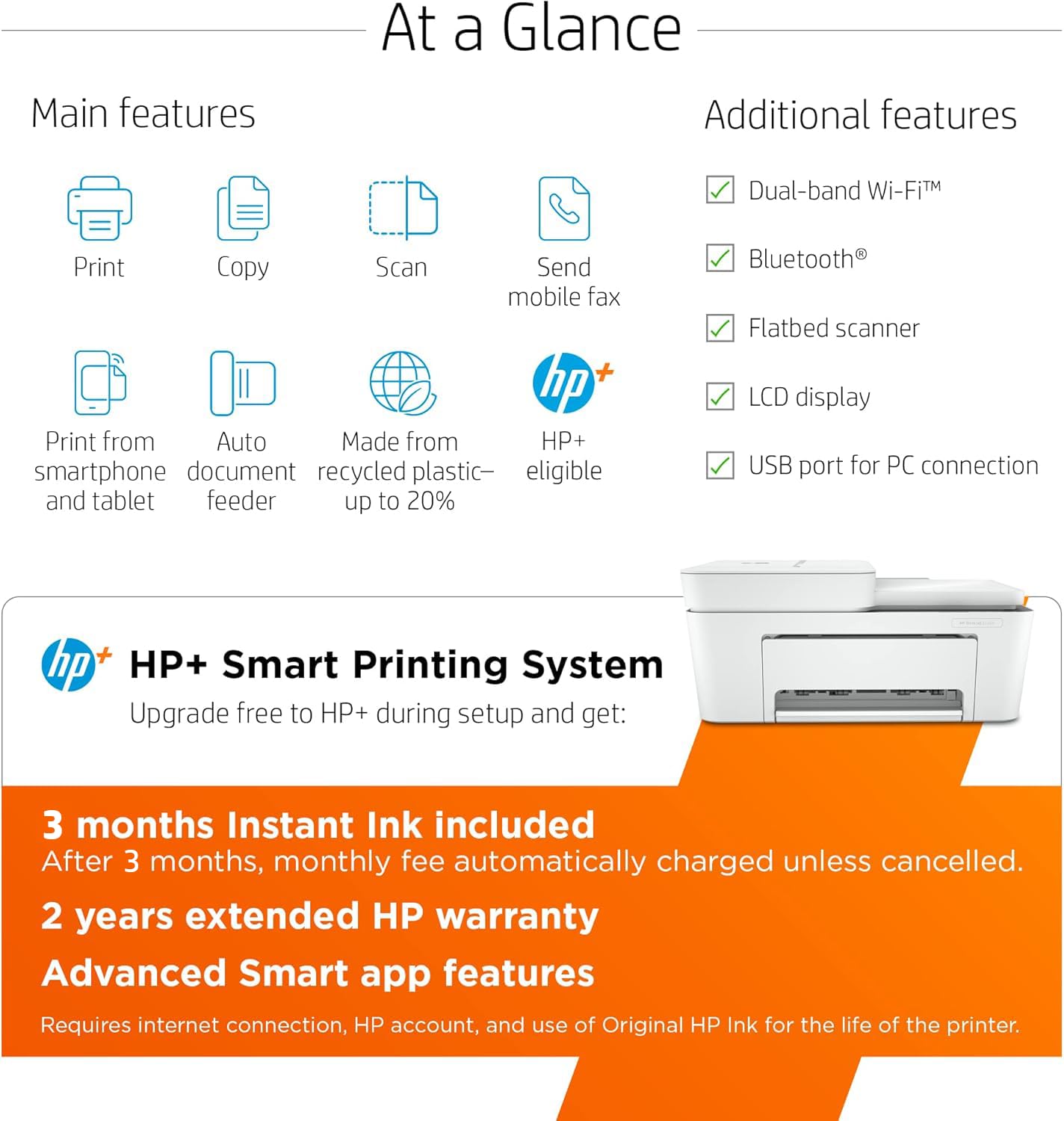 HP DeskJet 4155e Wireless Color All-in-One Printer with bonus 6 months Instant Ink (26Q90A).