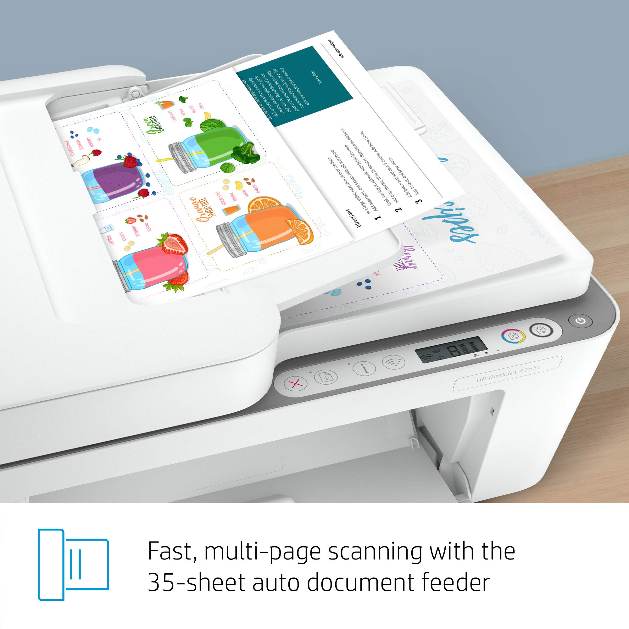 HP DeskJet 4155e Wireless Color All-in-One Printer with bonus 6 months Instant Ink (26Q90A).