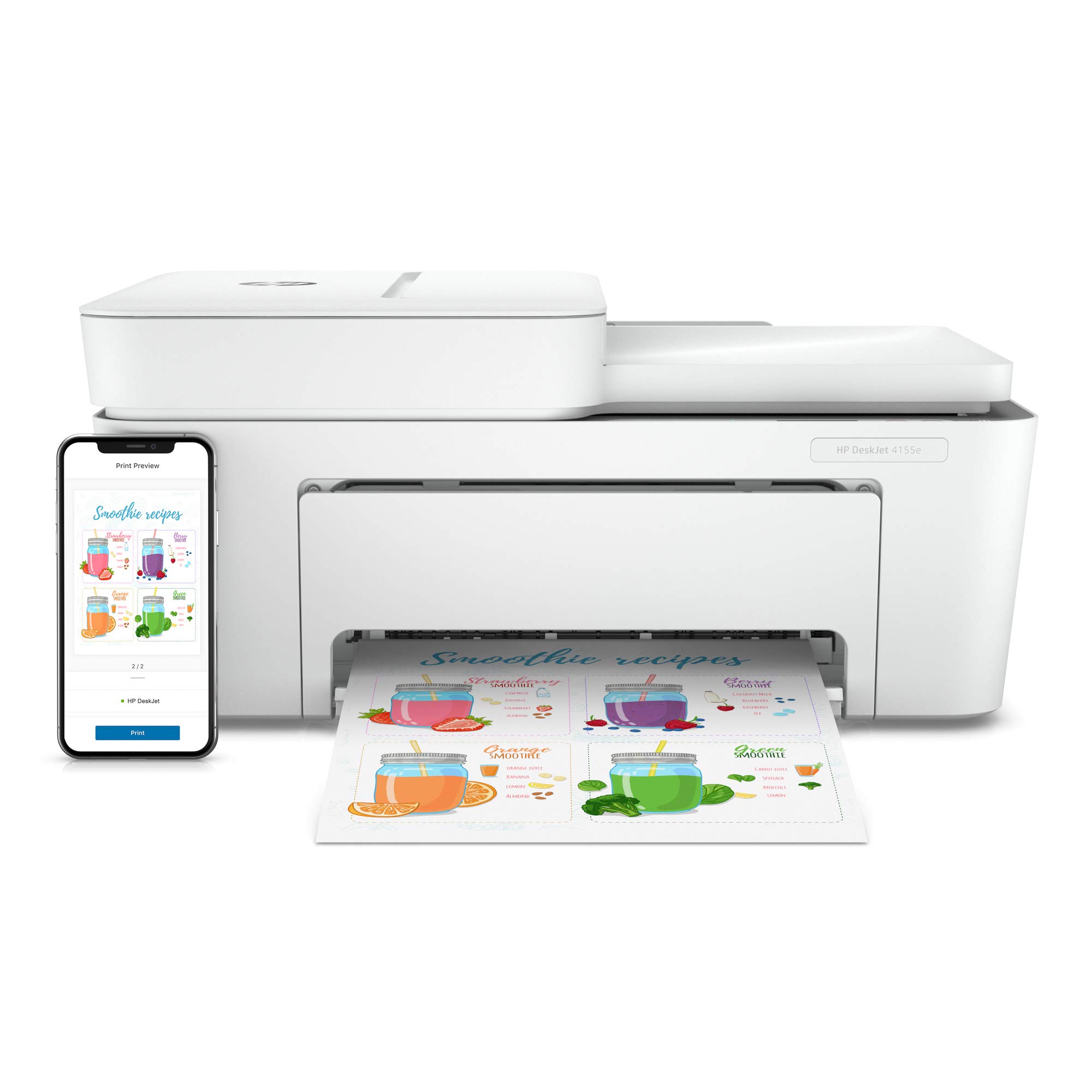 HP DeskJet 4155e Wireless Color All-in-One Printer with bonus 6 months Instant Ink (26Q90A).