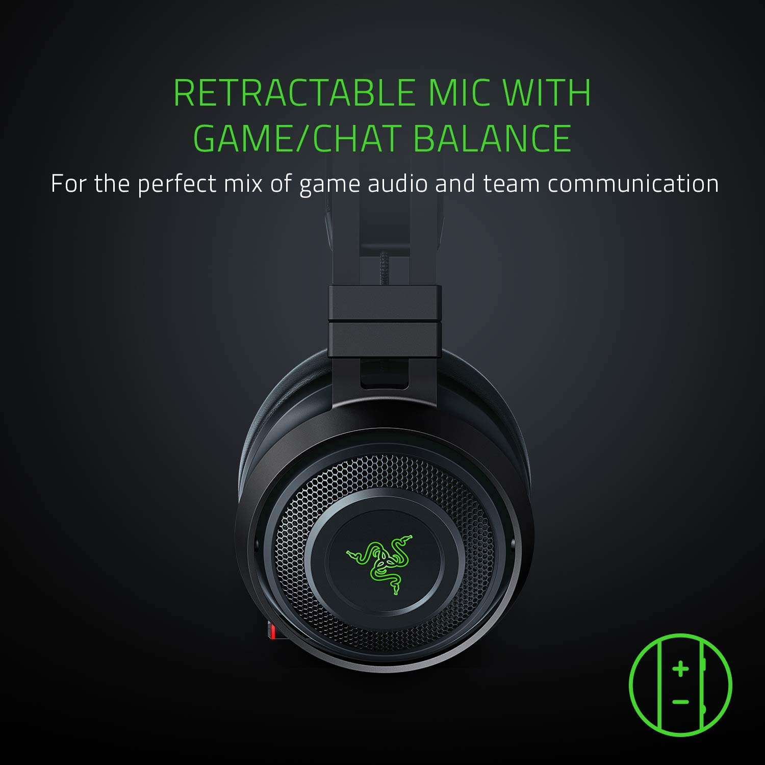Razer Nari Ultimate Wireless 7.1 Surround Sound Gaming Headset: THX Audio & Haptic Feedback - Auto-Adjust Headband - Chroma RGB - Retractable Mic - For PC, PS4, PS5 - Black
