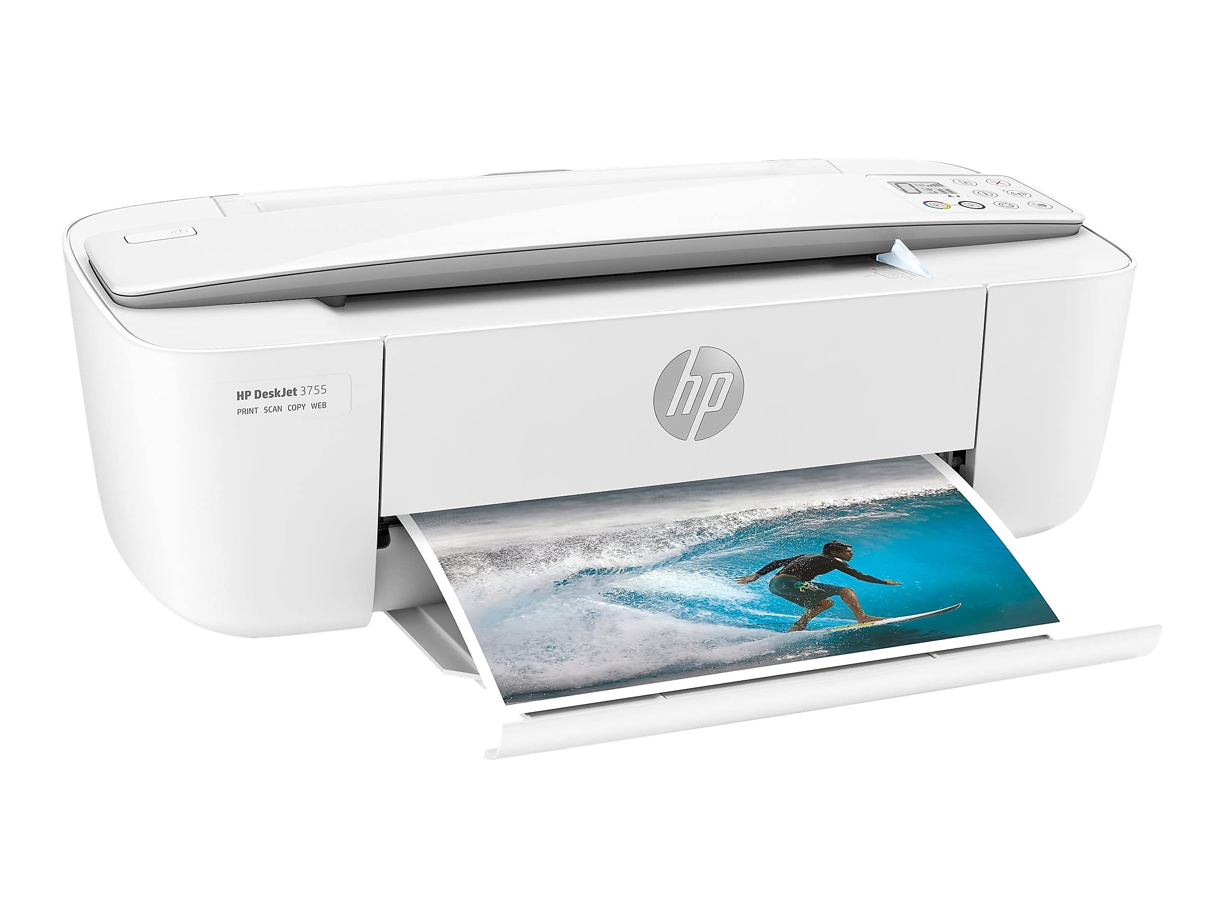 HP DeskJet 3755 Compact All-in-One Wireless Printer, HP Instant Ink, Works with Alexa - Stone Accent (J9V91A)