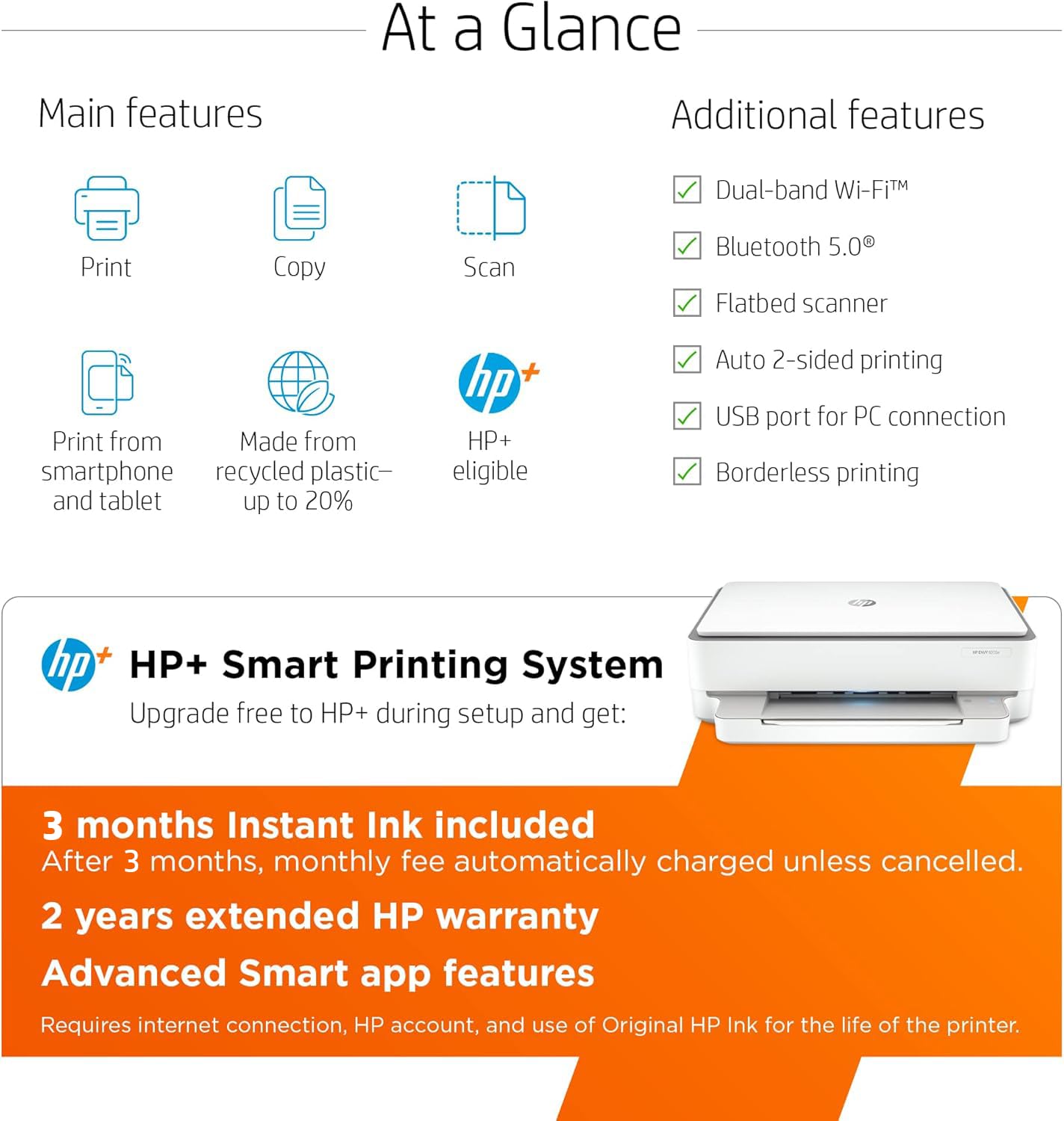HP ENVY 6055e All-in-One Wireless Color Printer, with bonus 6 months free Instant Ink (223N1A)